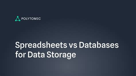 Spreadsheets Vs Databases For Data Storage