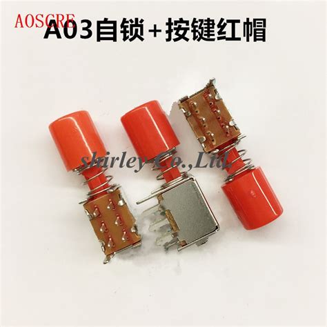 PCS PS F Right Angle PCB Latching Push Button A Switch DPDT Double Pole Pin Self