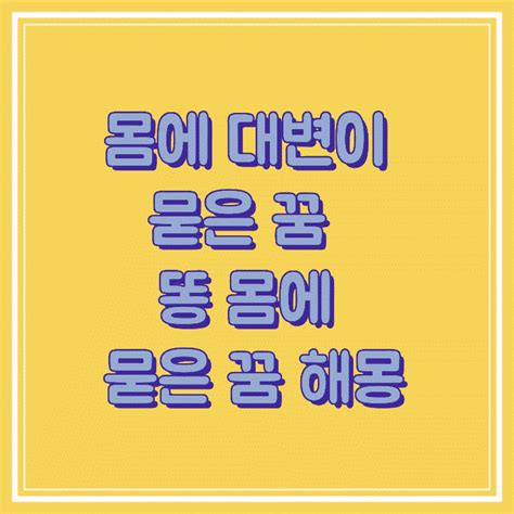 몸에 대변이 묻은 꿈 똥 몸에 묻은 꿈 해몽