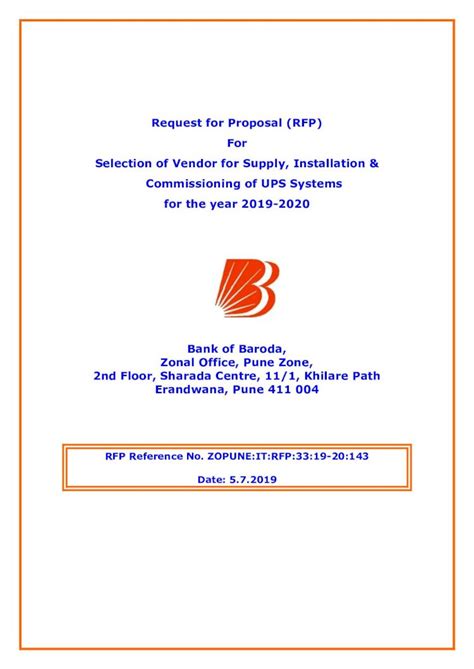 Pdf Request For Proposal Rfp For Selection Of Vendor For Supply … · The Rfp Document Is Not