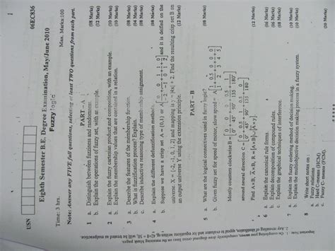 Eta 10 Fuzzy Logic Question Papers