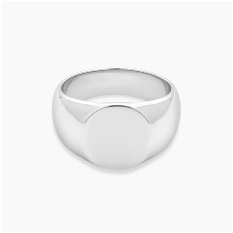 Oval Signet Ring Polished Mens Sterling Silver Signet Ring
