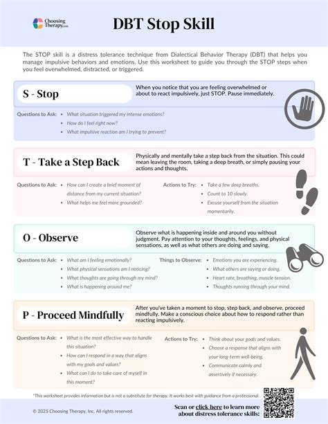 Free Dbt Stop Skill Worksheet Printable Pdf