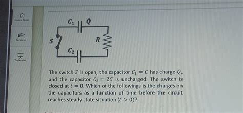 Solved The Switch S Is Open The Capacitor C C Has Charge Chegg Com