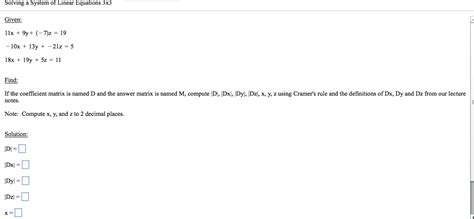 Solved If The Coefficient Matrix Is Named D And The Answer