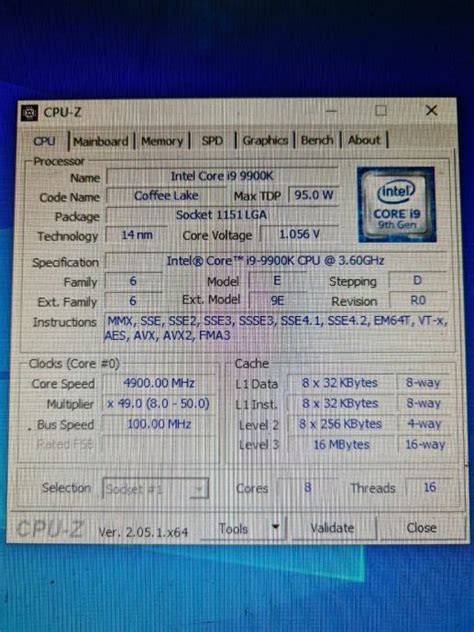Intel I9 9900k I9 9900k Socket 1151 9th Gen