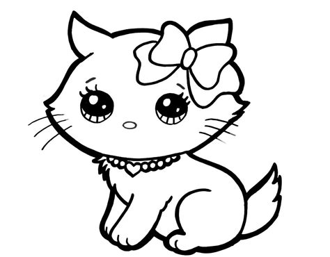 Gatito Para Colorear Gatito Para Colorear Dibujos Kawaii Dibujos