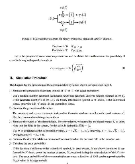 Binary Transmission With Orthogonal Signals Is An Chegg