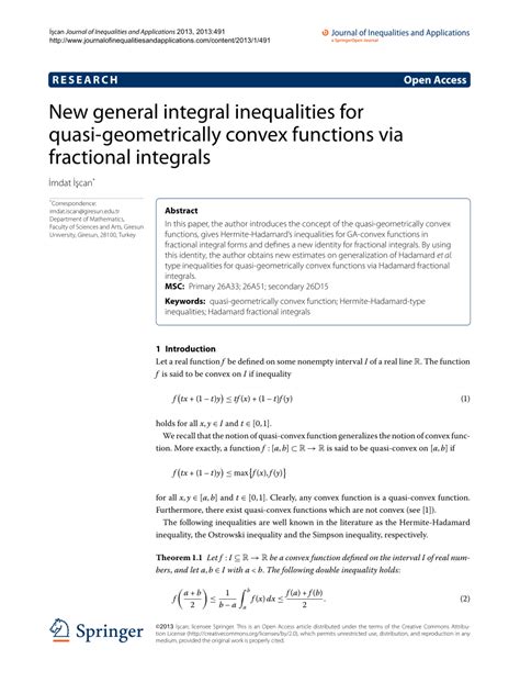 Pdf New General Integral Inequalities For Quasi Geometrically Convex