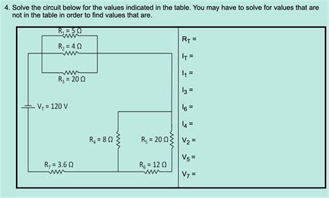 Solved Solve The Circuit Below For The Values Indicated Chegg Com