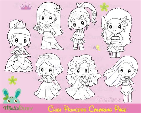 Chibi Disney Princesses Coloring Pages