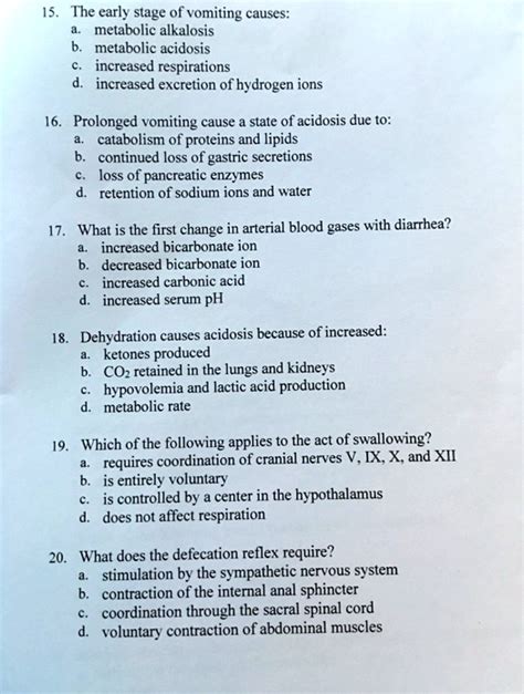 15 The Early Stage Of Vomiting Causes A Metabolic Alkalosis B