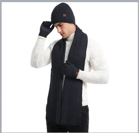 3pcs Set Winter Warm Beanie Hats Solid Color Knitted Gloves Scarf Hats