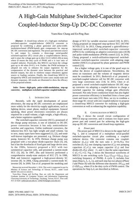 PDF A High Gain Multiphase Switched Capacitor Coupled Inductor Chang Proposed An
