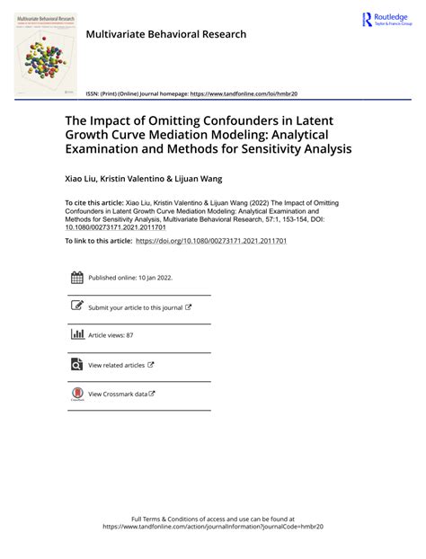 Pdf The Impact Of Omitting Confounders In Latent Growth Curve Mediation Modeling Analytical