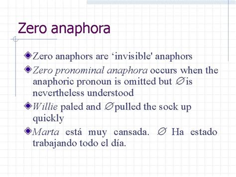 Anaphora The Basics Keywords Cohesion Anaphora Anaphor Antecedent