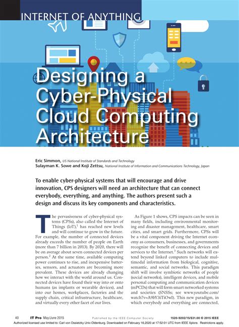 Pdf Designing A Cyber Physical Cloud Computing Architecture
