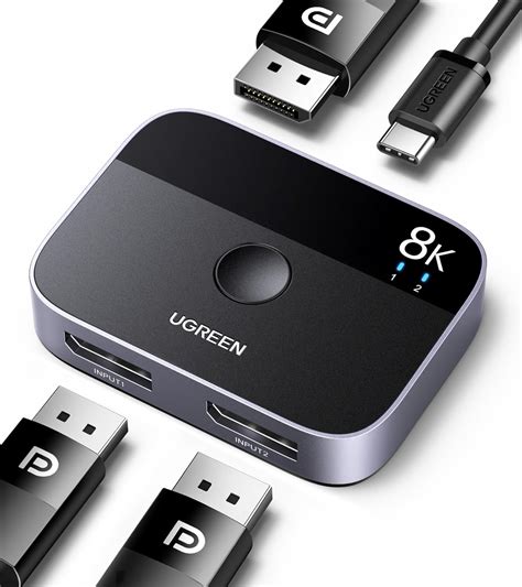 UGREEN DisplayPort Switch K DP Bidirectional Display Port Splitter In Out Supports K