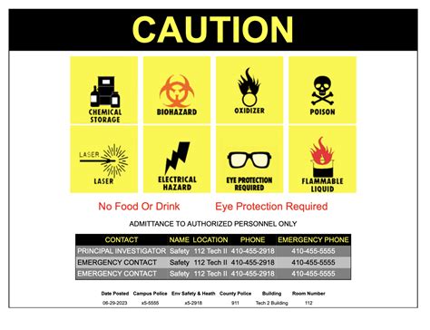 Laboratory Door Signs Environmental Safety And Health UMBC