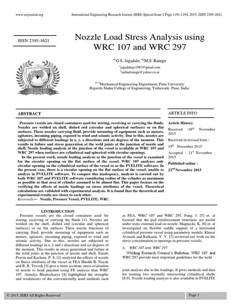 212nozzle Load Stress Analysis Using Wrc 107 And Wrc 297 Pdf