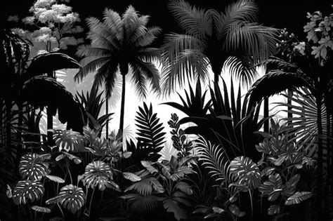 Premium Ai Image Monochromatic Forest With A Variety Of Trees And