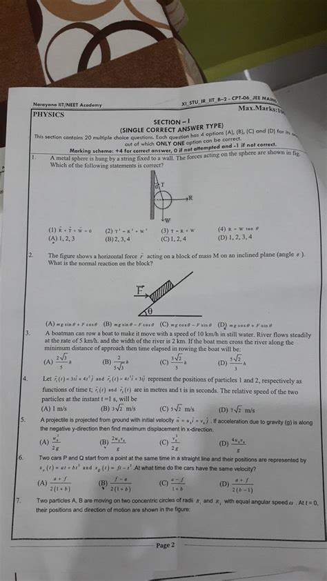 Narayana Iit Neet Academy Physics Xi Stu Ir Iit B 2 Cpt 06 Jee Mains Max