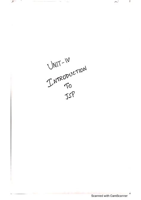 Wt Unit 4 Web Technology Notes Introduction To Jsp Scanned With Introduction To Jsp