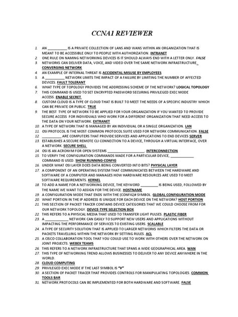 Reviewer Ccna1 Pdf Computer Network Computer Architecture