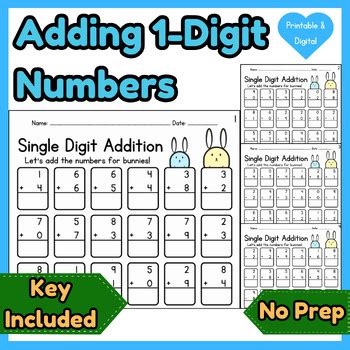 Single Digit Addition Worksheets To 10 20 Pages With Answer Keys No