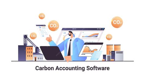 Premium Vector Carbon Credit Accounting Software Concept Businessman Analyzing Statistic Data