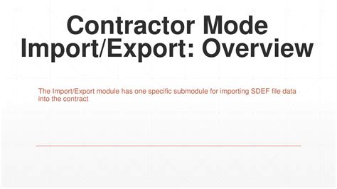 Contractor Mode Importexport Overview Ppt Download