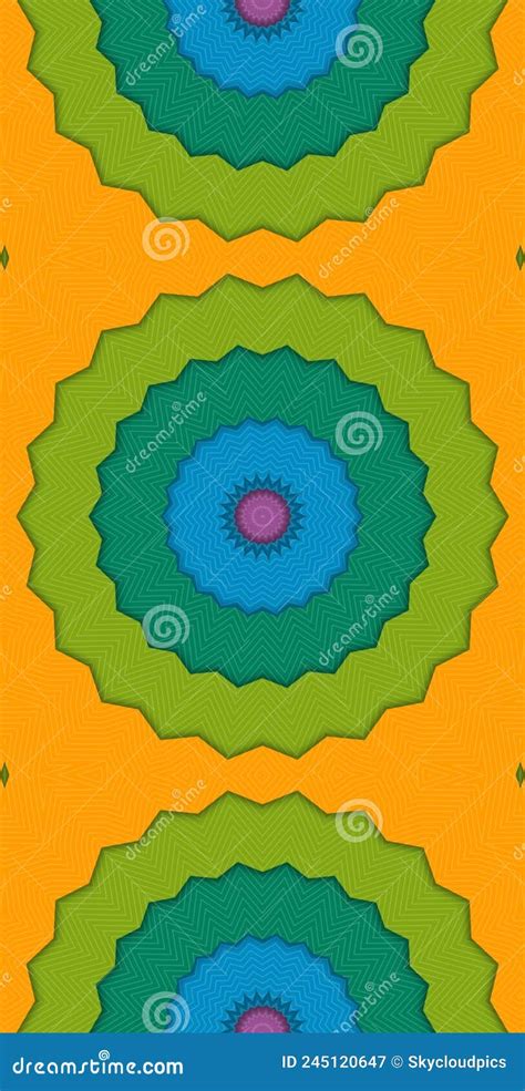 Fractodome Colorful Seamless Fractal Patterns Stock Illustration