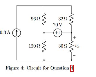Solved 4 Determine The Voltage Vo In The Circuit Shown In Chegg Com