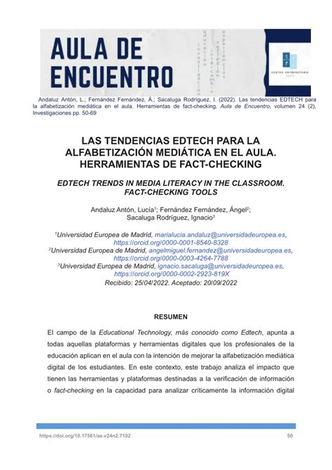 Pdf Tendencias Edtech Para La Alfabetización Mediática En El Aula