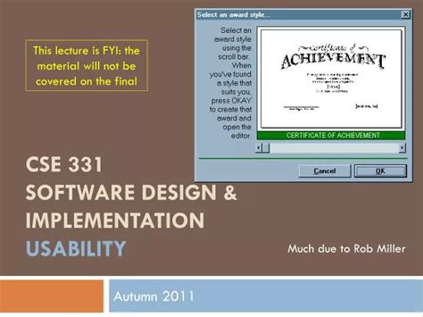 PPT CSE 331 Software Design Implementation Usability PowerPoint