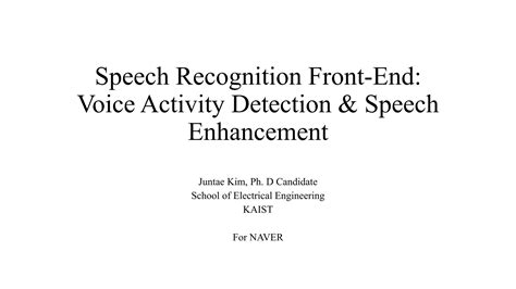 Deep Learning Based Voice Activity Detection And Speech Enhancement Pdf