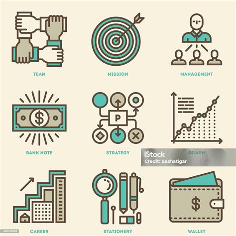 Modern Assorted Business Vintage Icon Set Stock Illustration Download Image Now Application