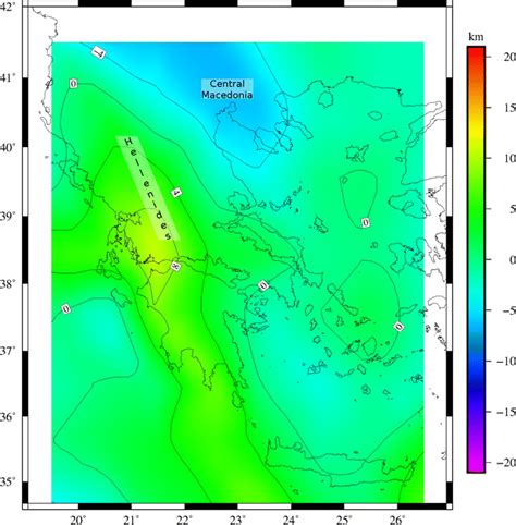 Differences Between The New Moho Depth Model And Crust1 0 Km Download Scientific Diagram