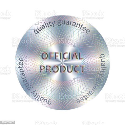 공식 제품 메탈릭 라운드 홀로그램 사실적인 스티커 제품 품질 보증을 위한 벡터 요소입니다 공식 배지 라벨 디자인 아이콘 우표에