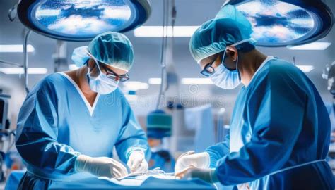 Surgical Operating Room Surgeon Performs Surgical Procedures On A