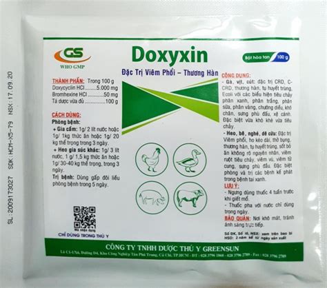 Doxyxin Doxycyclin 100 Gram Bột Hòa Tan Đặc Trị Viêm Phổi Thương Hàn Crd Cho Gà đá Lazada Vn