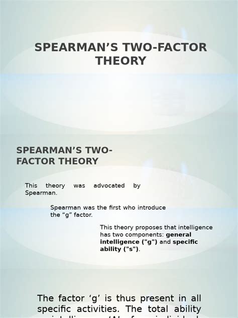 Spearmans Two Factor Theory Pdf Intelligence Learning