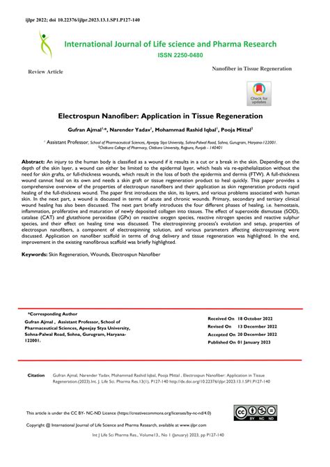 Pdf Electrospun Nanofiber Application In Tissue Regeneration