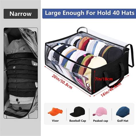 Collapsible Baseball Cap Storage Box Large Capacity Cap Storage Bag Can Hold 40 Hats Suitable