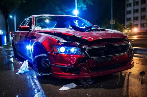 Premium AI Image Broken Street Car Lights Urban Crash Generate Ai