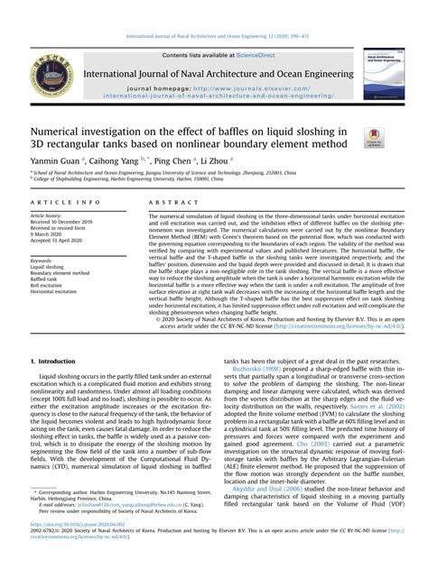 Pdf Numerical Investigation On The Effect Of Baffles On Liquid Sloshing In 3d Rectangular