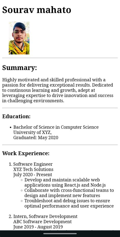 Html Github Resume Webdevelopment Sourav Mahato