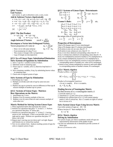 Spsu Math 1113 Precalculus Cheat Sheet Download Printable Pdf Templateroller