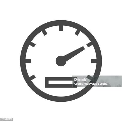 타코미터 속도계 및 표시기 아이콘 성능 측정 기호입니다 평면 웹 픽토그램 또는 회색 배경에 격리 된 기호 벡터에 대한 스톡 벡터