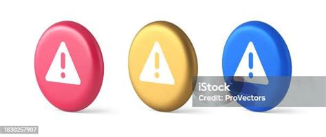 느낌표 삼각형 단추 주의 조언 표시 중요한 정보 3d 등각 투영 원 아이콘 3차원 형태에 대한 스톡 벡터 아트 및 기타 이미지
